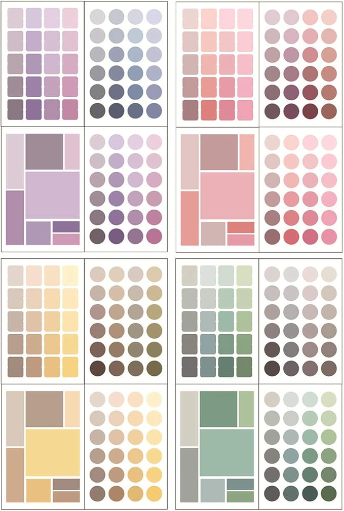 Amazon.com: 16 Sheet Dots Square Sticker Colorful Decorative Labels ...