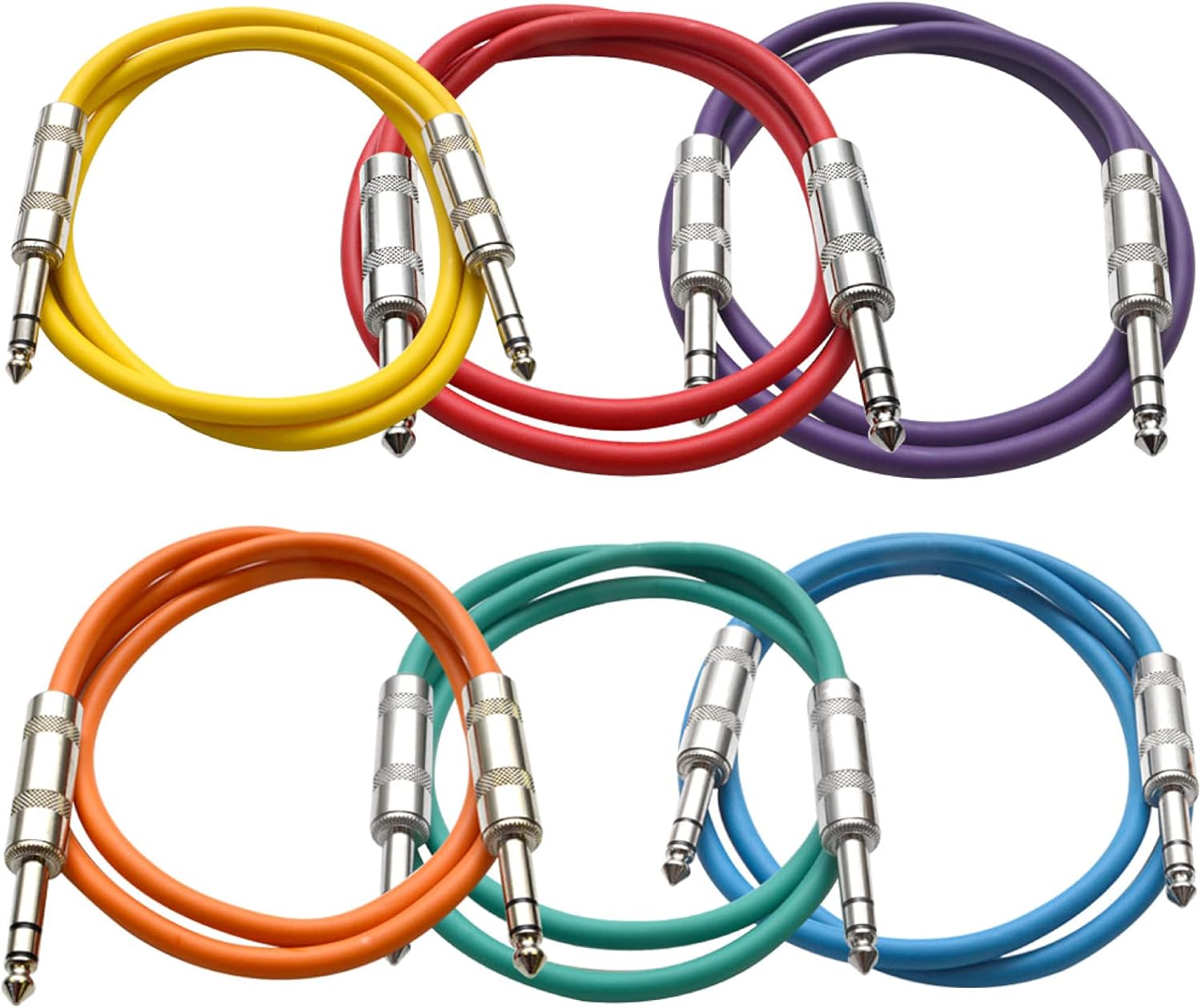 Amazon.com: Seismic Audio Speakers ¼” to ¼” TRS Patch Cables, 2 Foot ...