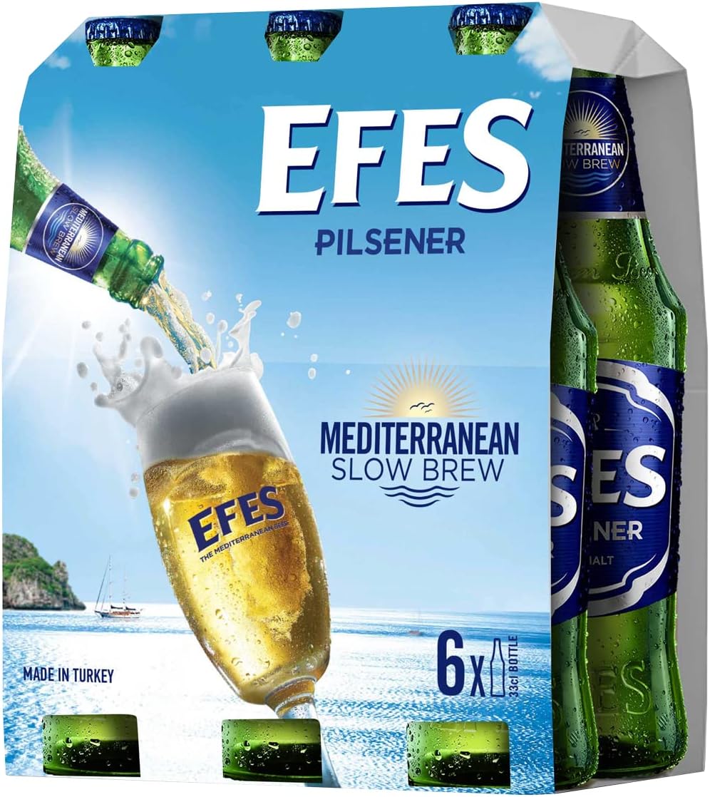 Amazon.co.jp: 【EFES PILSENER】 エフェスビール／瓶ビール6本セット／トルコNo.1ビール／地中海周辺NO.1ビール／フルボディ・麦芽100％ 飲みやすく爽やかな ...