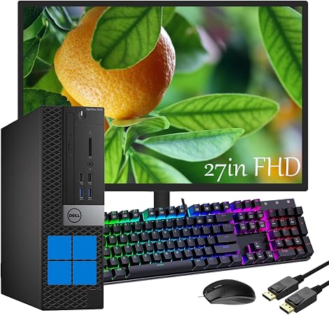 Amazon.com: Dell OptiPlex 7040 SFF Desktop PC w/ 27in LCD FHD Monitor ...