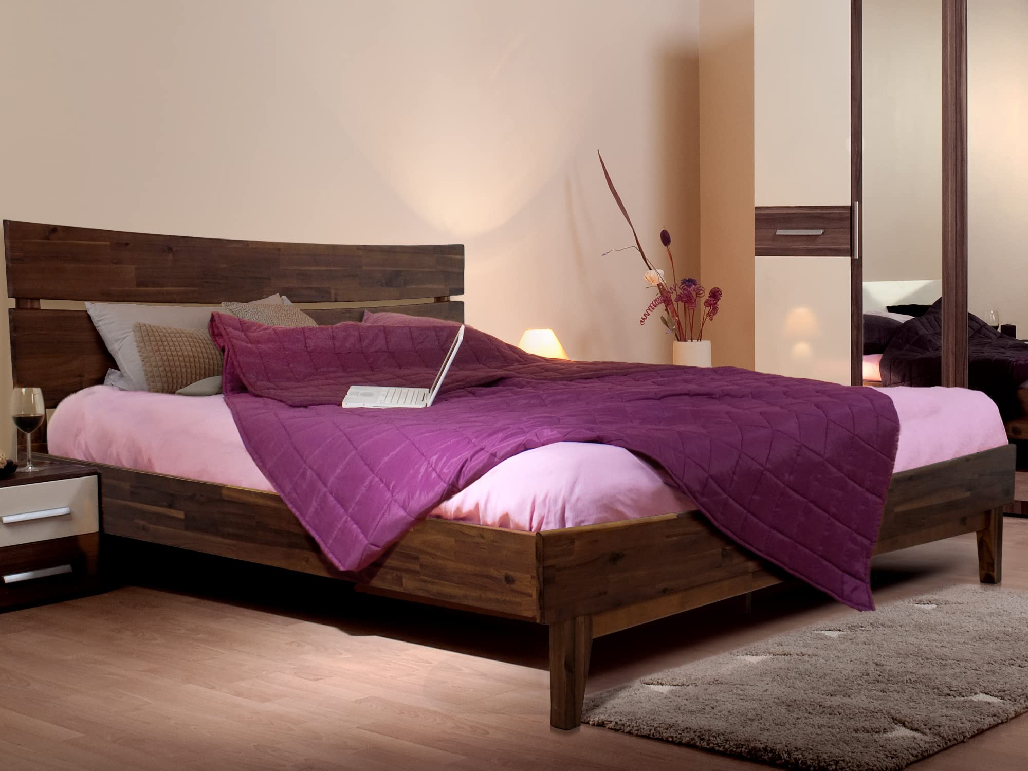 Acacia Aurora 14 Inch Wood Platform Bed, Bed Frame with Headboard, King ...