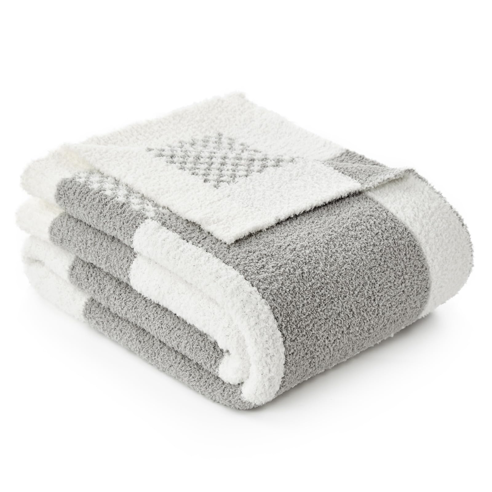 Amazon.com: Snuggle Sac Checkered Blanket, Grey Throw Blanket for Couch ...