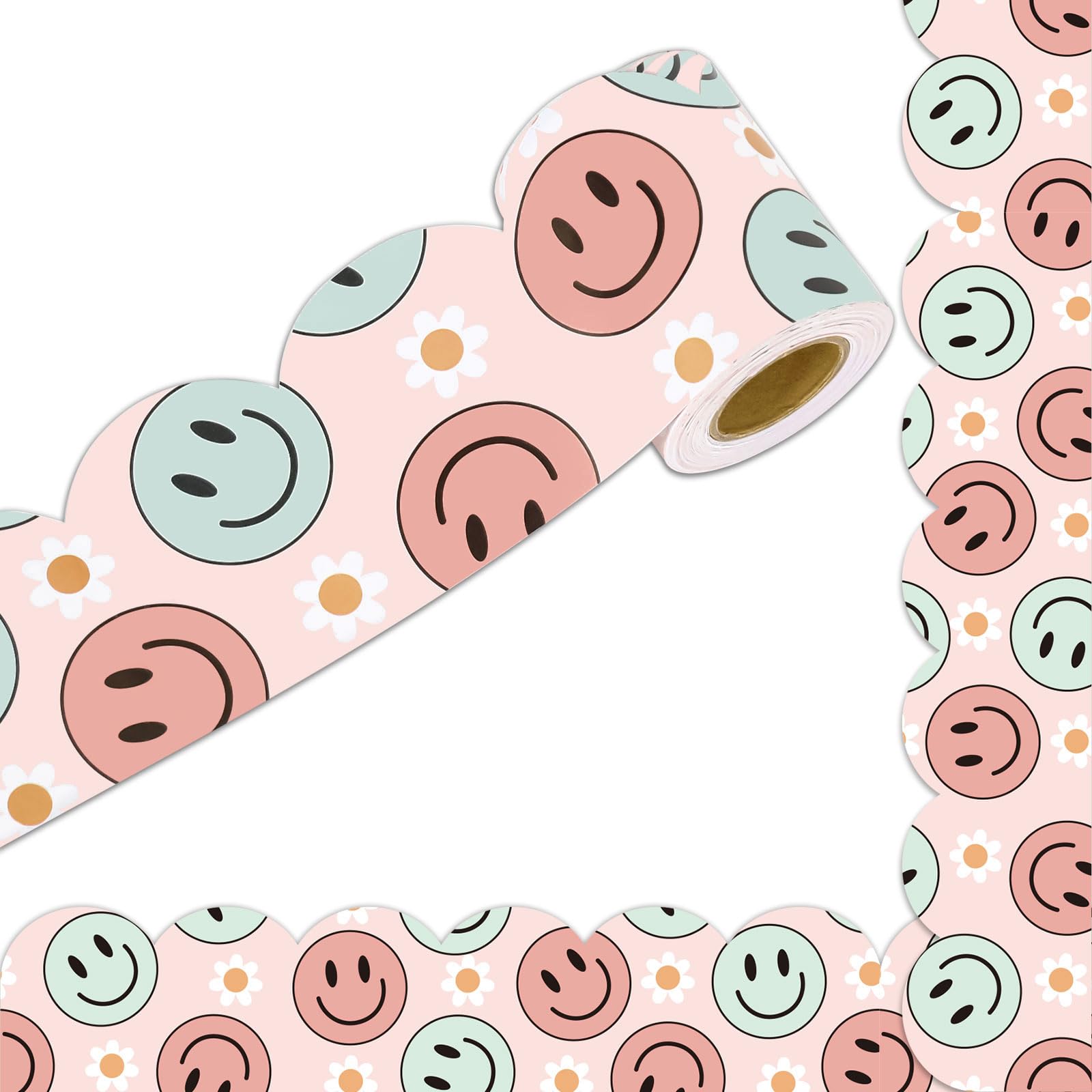 Bulletin Board Paper Whaline 32.8ft Boho Happy Face Bulletin Board ...