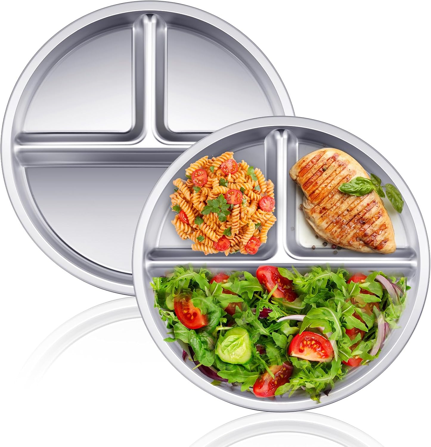 Amazon.com | Yiyiring 2 Pcs Stainless Steel Portion Control Plate 7.9 ...