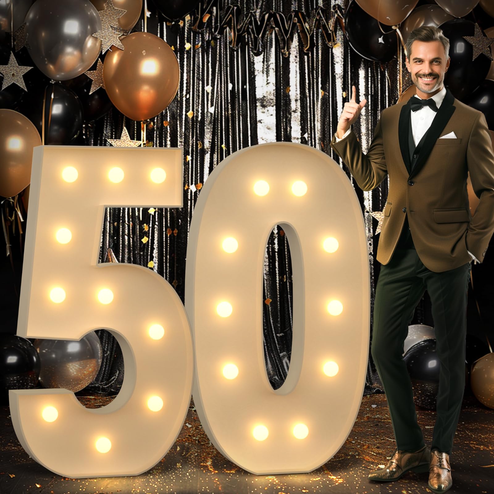 Amazon.com: imprsv 4FT Marquee Number 50 Light up Number 50th Birthday ...