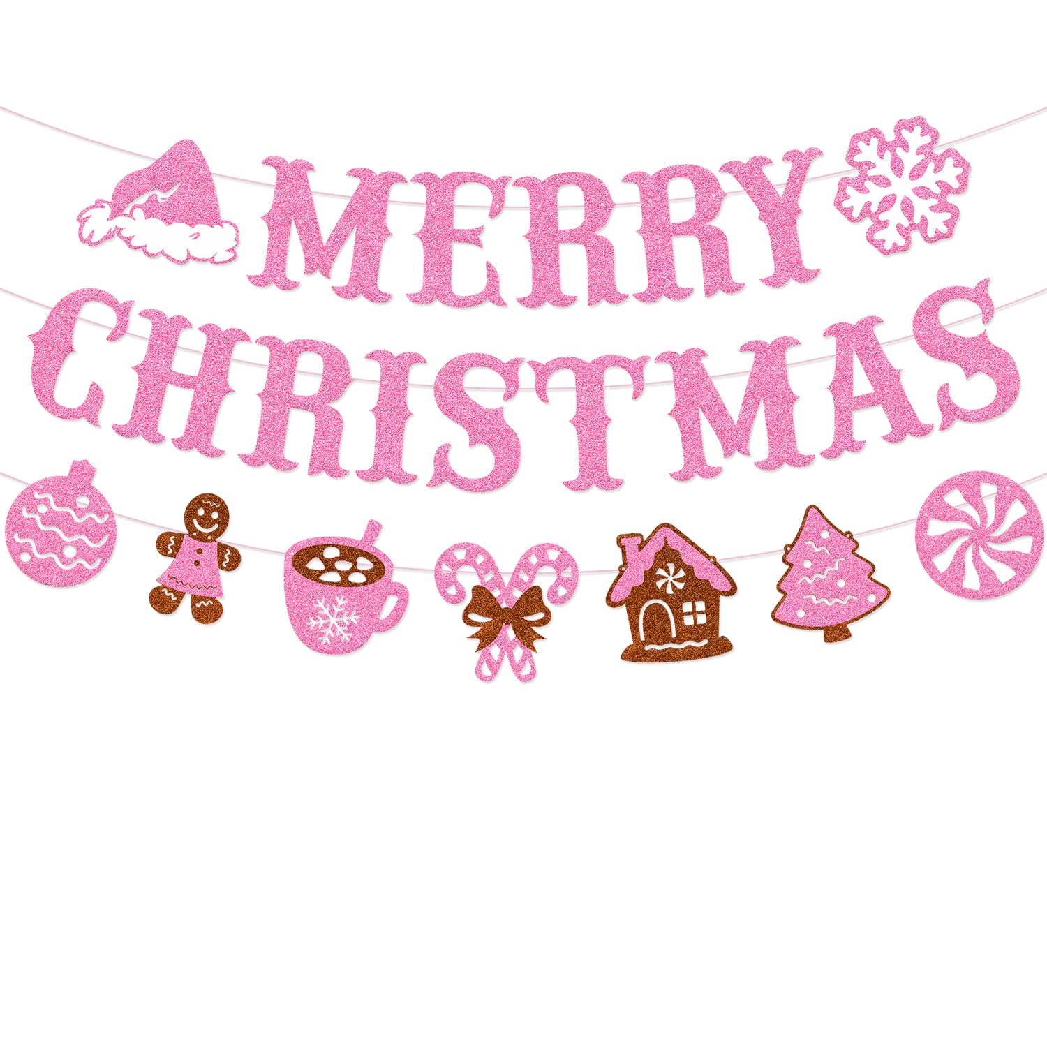 Amazon.com: Pink Merry Christmas Banner Christmas Party Decoration Hot ...