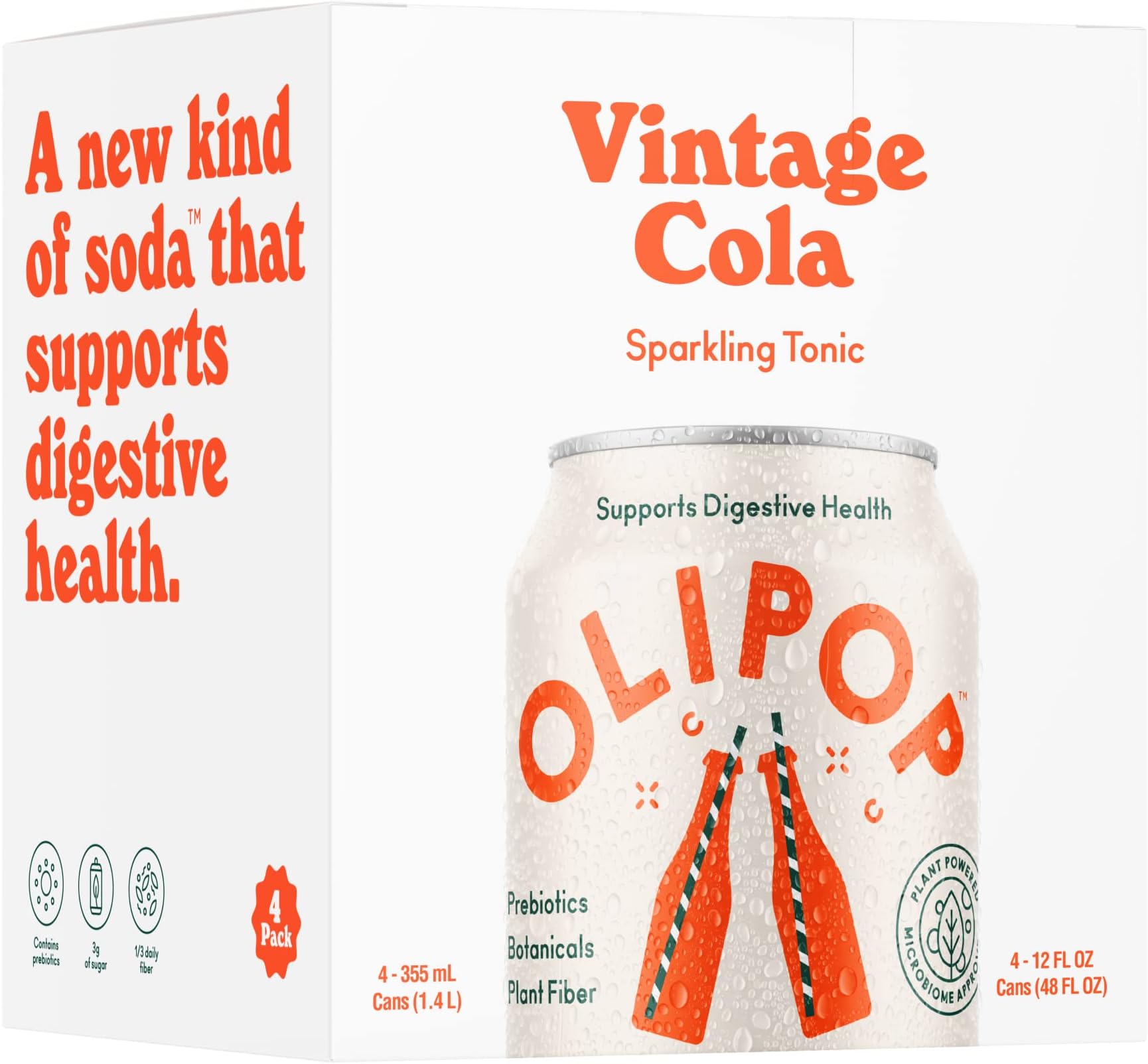 Amazon.com : OLIPOP Vintage Cola Sparkling Tonic, 12 Fl Oz Cans, 4 Pack ...