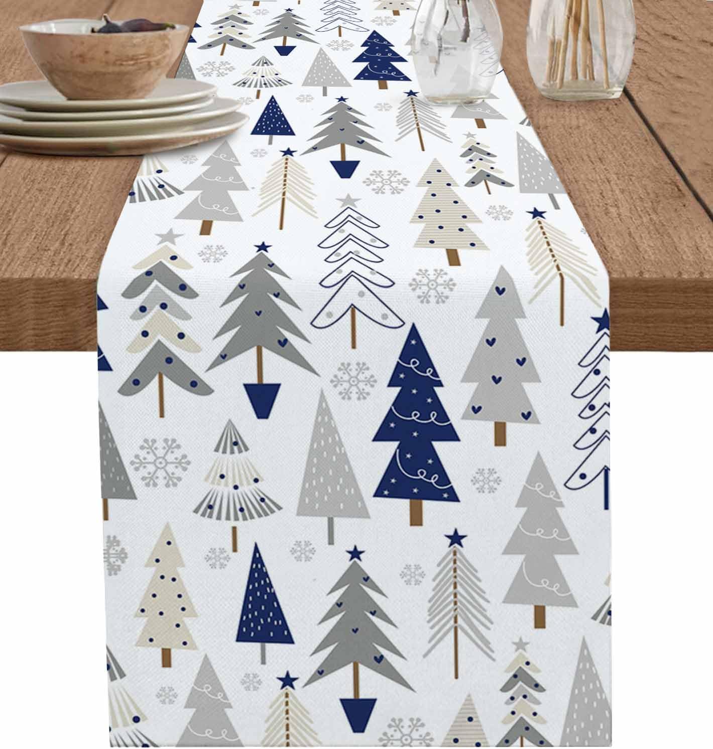 Amazon.com: Blue Grey Christmas Tree Table Runner 90 Inches Long for ...