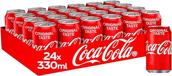 Coca-Cola Original Taste, Pack of 24 Cans x330ml, Crisp Coke Soft ...