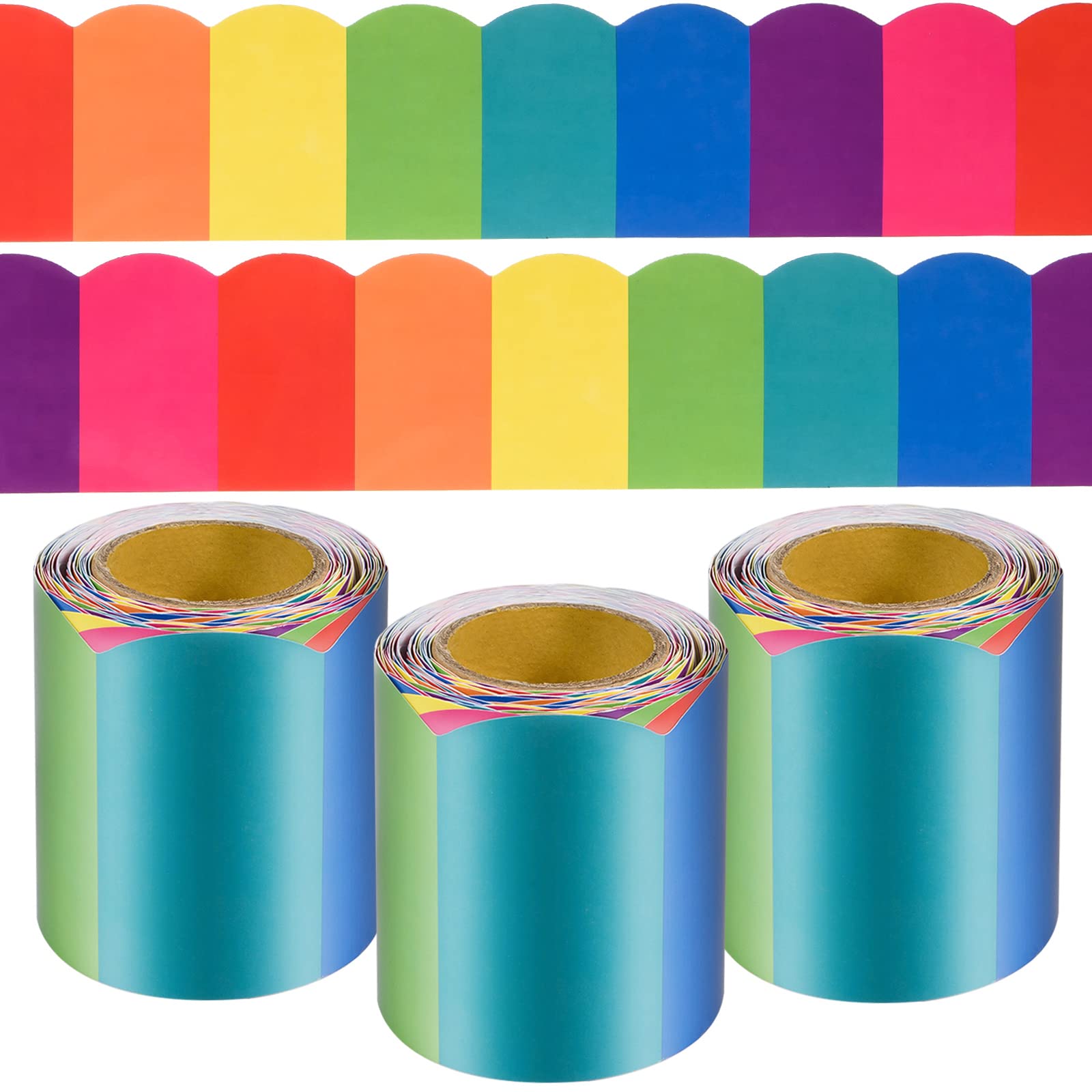 Snapklik.com : 99 Feet Bulletin Board Border, 3 Rolls Colorful Stripes ...