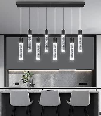 dolria 8-Lights Modern Crystal Chandeliers for Kitchen Island Pendants Lighting Fixture for ...