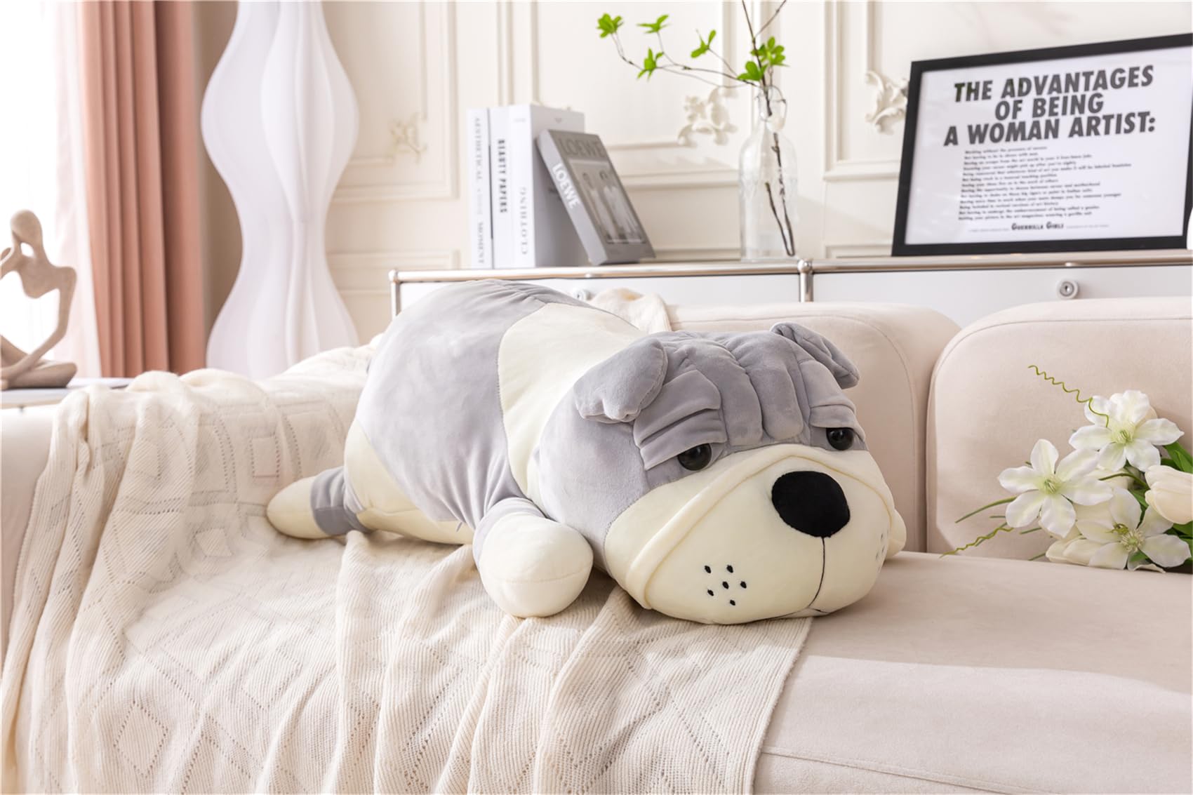 Amazon.com: Bulldog Stuffed Animal Soft Large Dog Plush Hugging Pillow ...