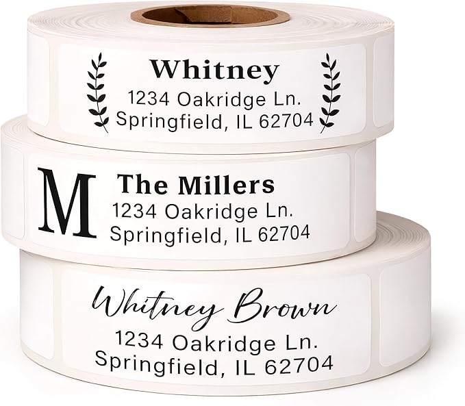 Amazon.com: Personalized Return Address Labels on Roll – Custom Name ...