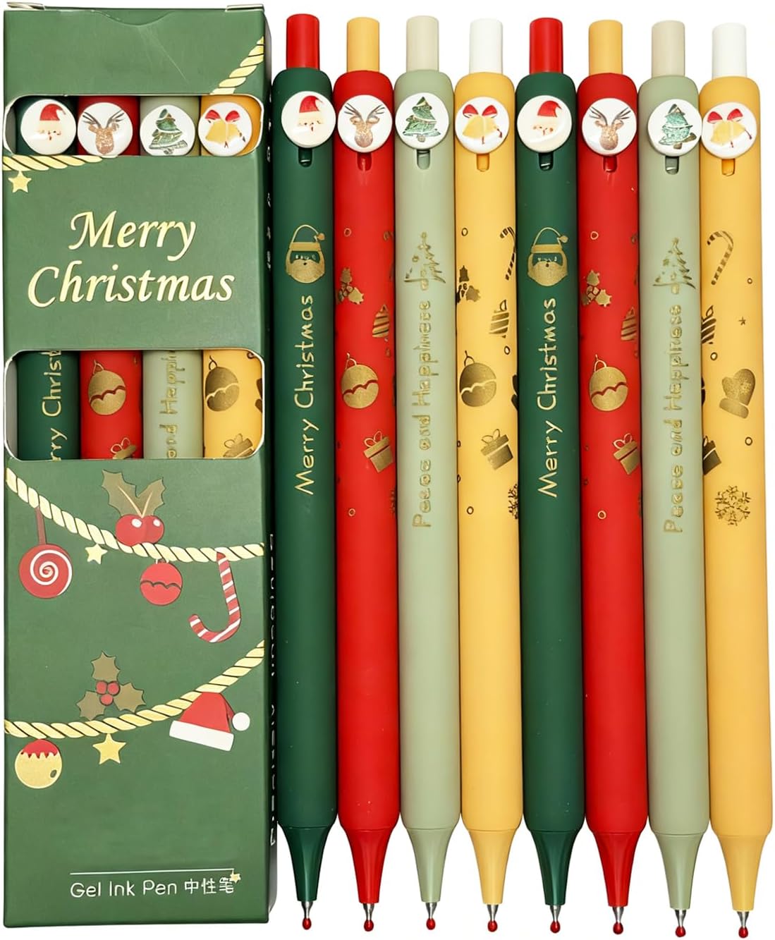 Amazon.com: Anxiaoxuan 8 Pcs Cute Christmas Gel Pens Set Retractable ...