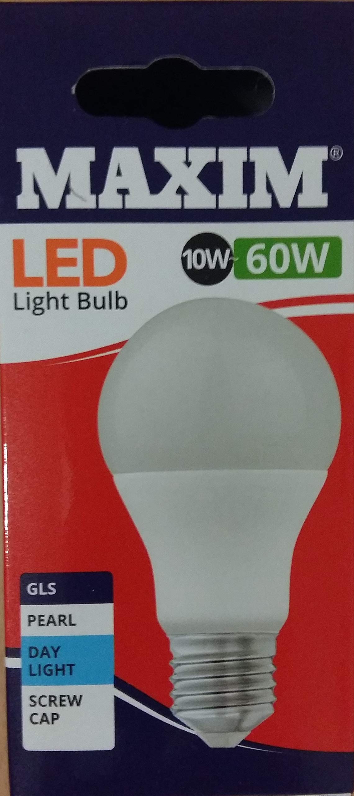 1 x Maxim LED GLS Edison Screw Cap (ES) Bulbs, E27, 10 W, Daylight ...