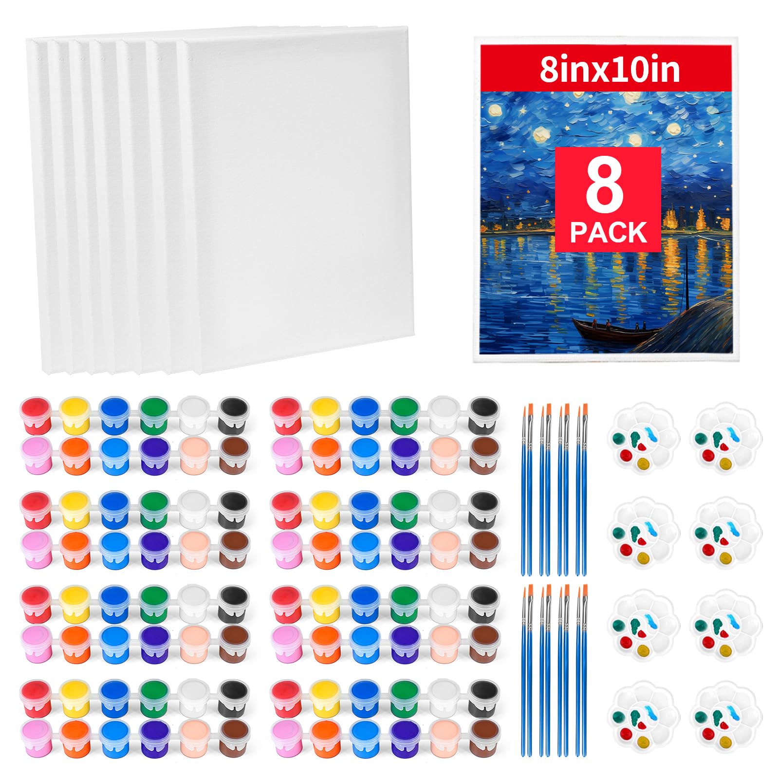 Amazon.com: Pomaylor 8 Pack 8 * 10In Stretched Canvas for Painting, Art ...