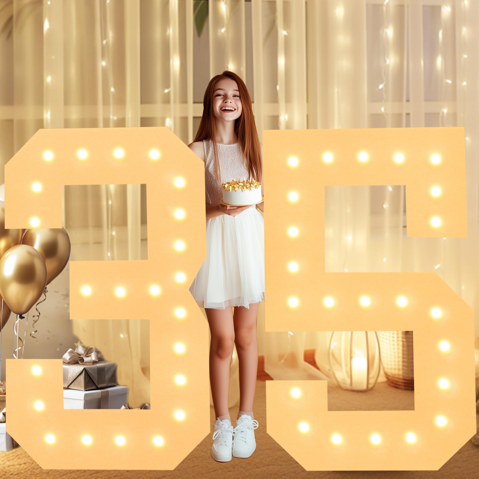 Amazon.com: LOBOOM 4FT Light Up Numbers, Marquee Numbers 4 Feet Tall ...