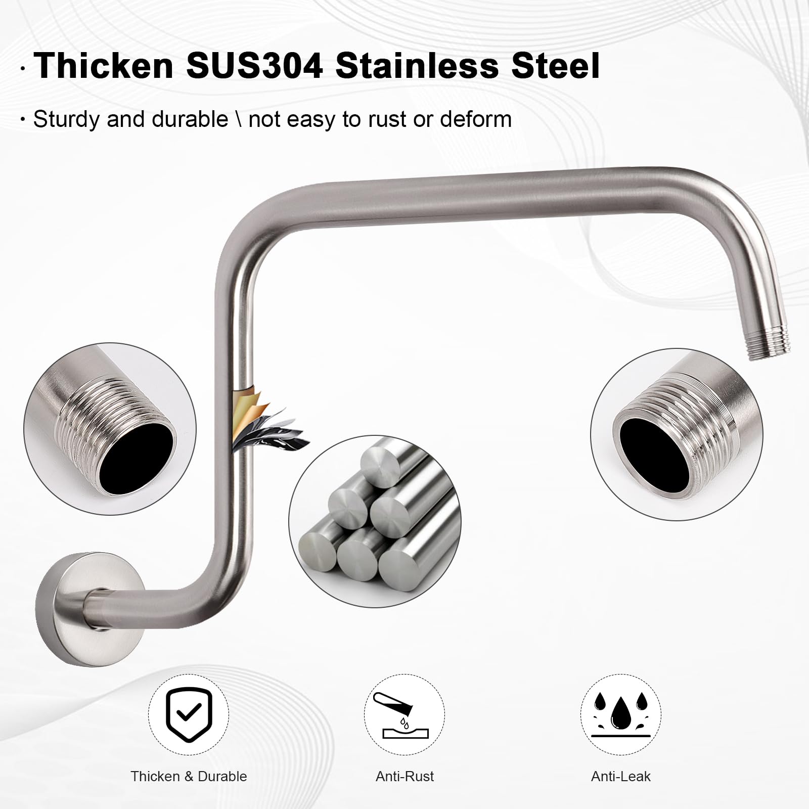 Snapklik.com : HarJue S Shaped Shower Arm, High Rise Shower Head ...