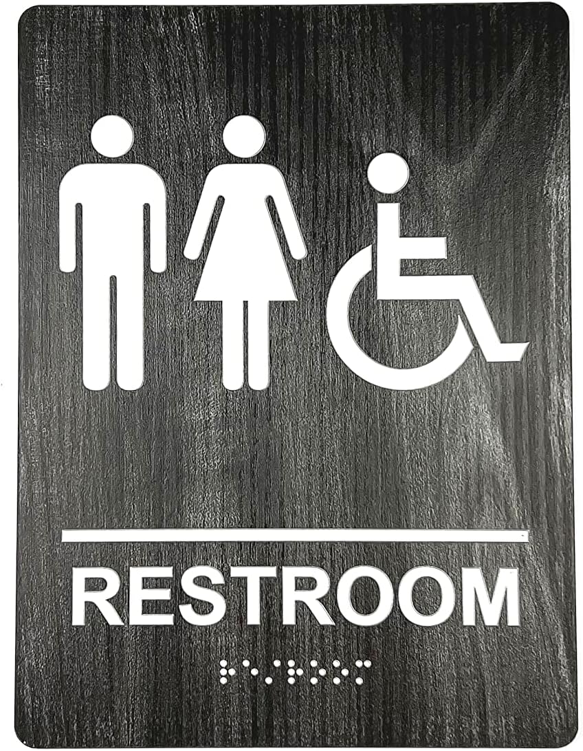 Amazon.com: Restroom Sign with Braille - ADA Compliant - Adhesive ...