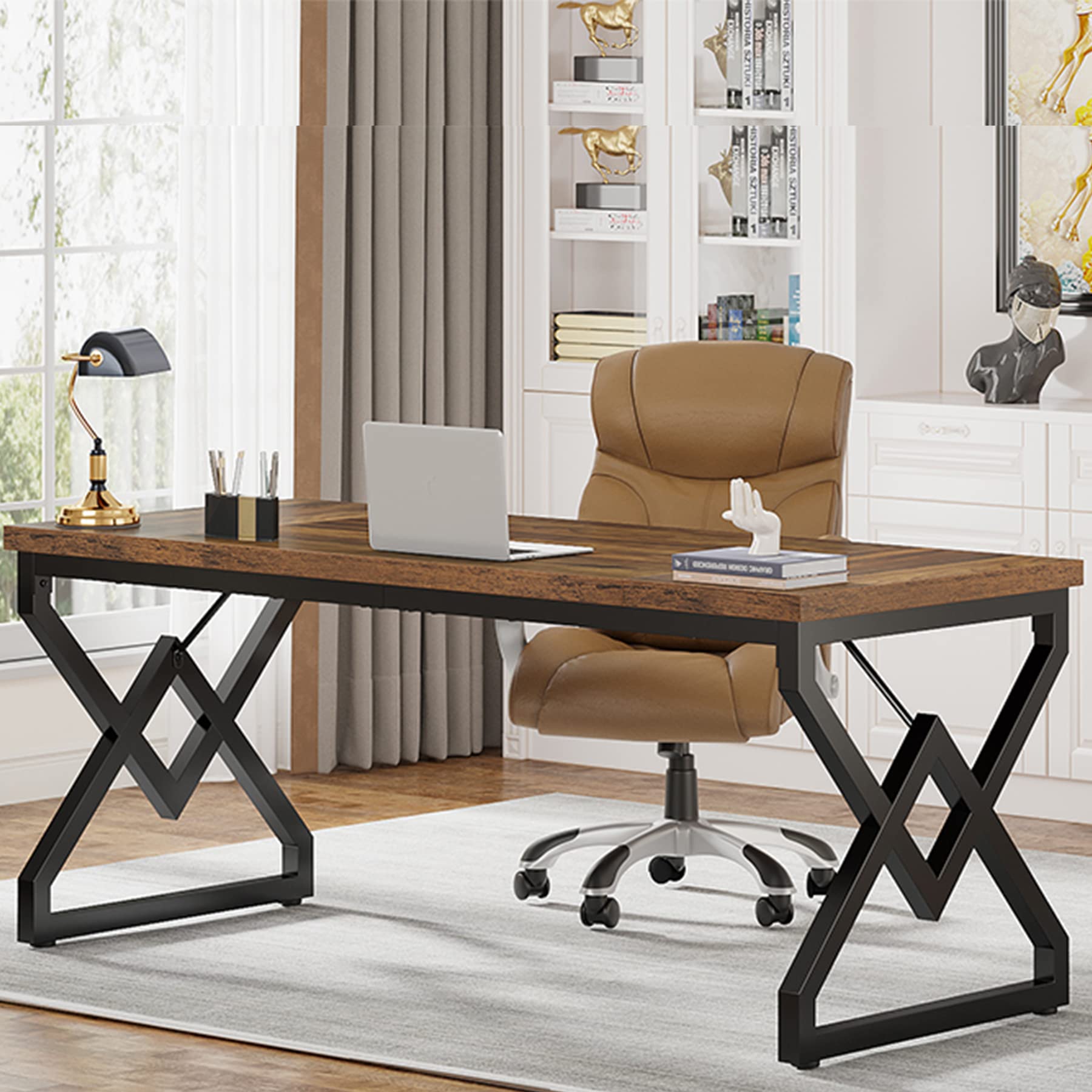 Amazon.com: Tribesigns Executive Desk, Office Desk with Extra Thickened ...