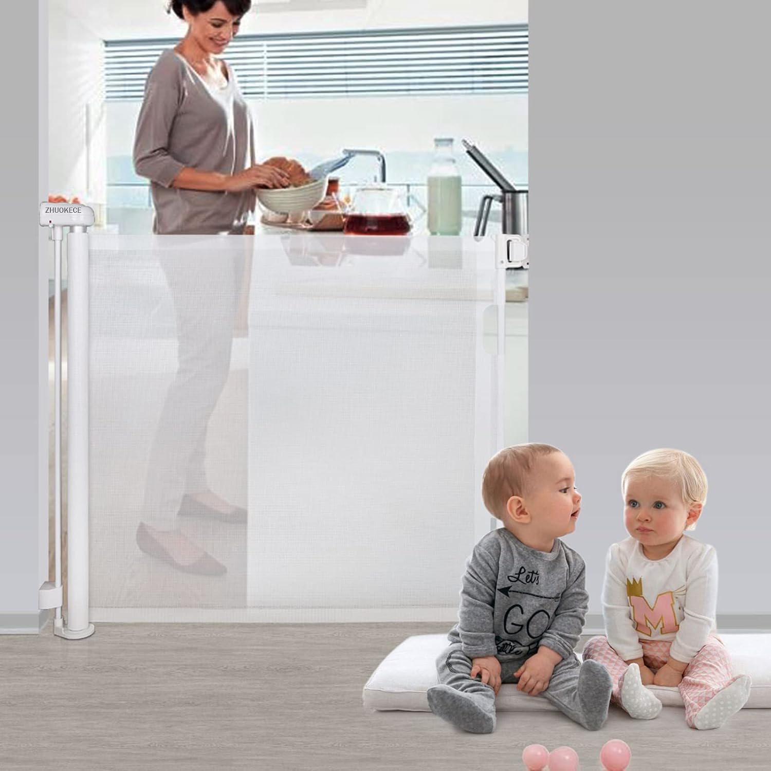 Amazon.com: ZHUOKECE Retractable Baby Gate, 33" Tall, Extends up to 55 ...
