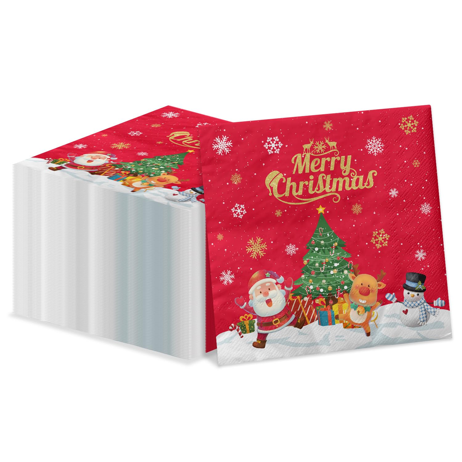 100Pcs Christmas Napkins, 13 x 13inch Snowflakes Xmas Luncheon Paper ...