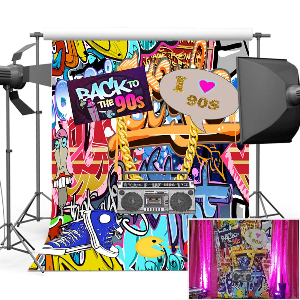 Buy Mehofoto Back to The 90s Backdrop Graffiti Wall Hip Pop Photography ...