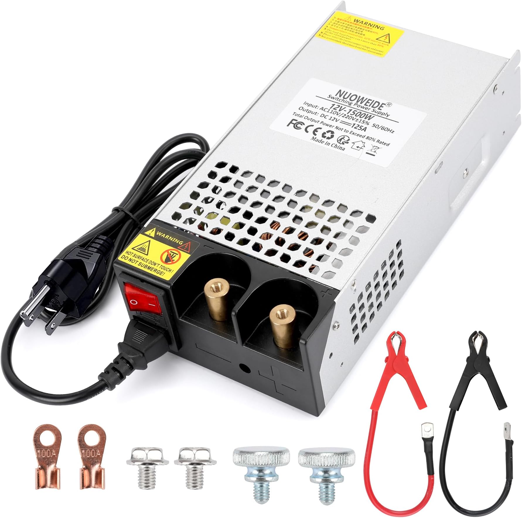 Amazon.com: NUOFUWEI DC 12V 125A 1500W Power Supply 110V AC to 12V DC Converter Power Supply ...