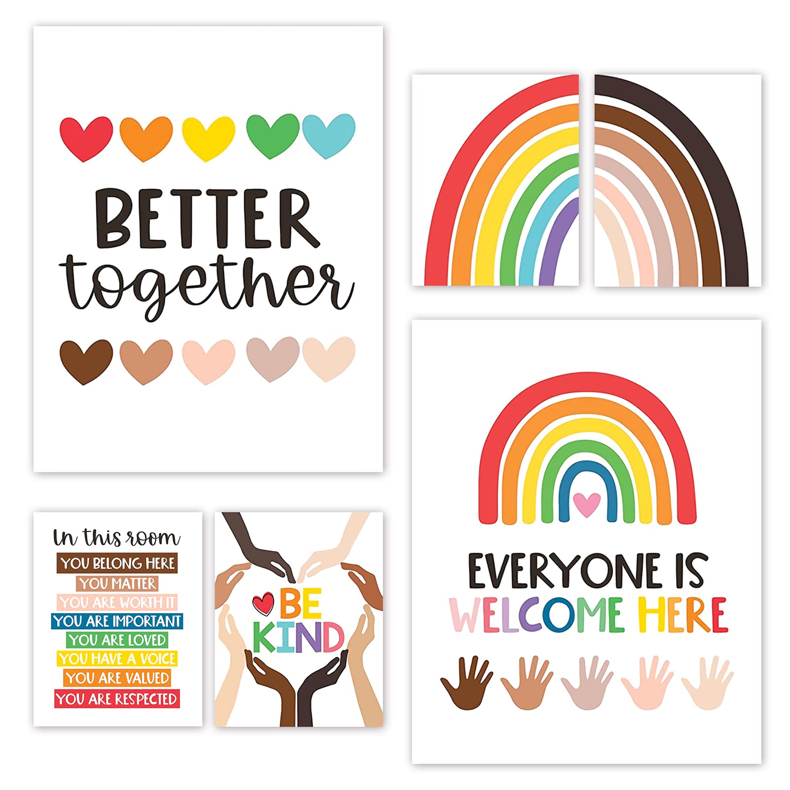 6 Pcs Rainbow Poster for Classroom Decor, Boho Rainbow Classroom Decor ...
