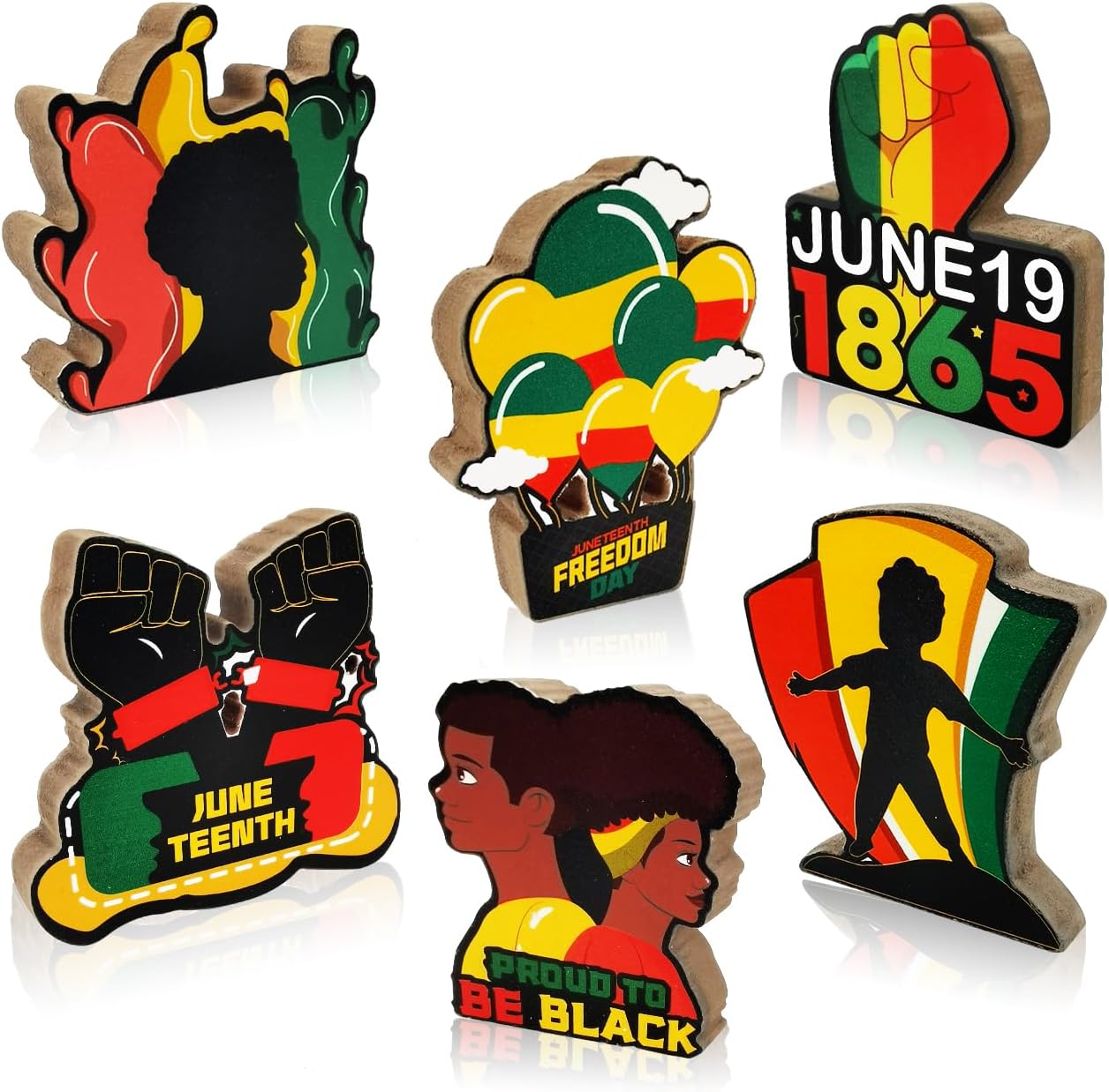 Amazon.com: GPWXYYY 6Pcs Juneteenth Decorations, 1865 June 19 Double ...