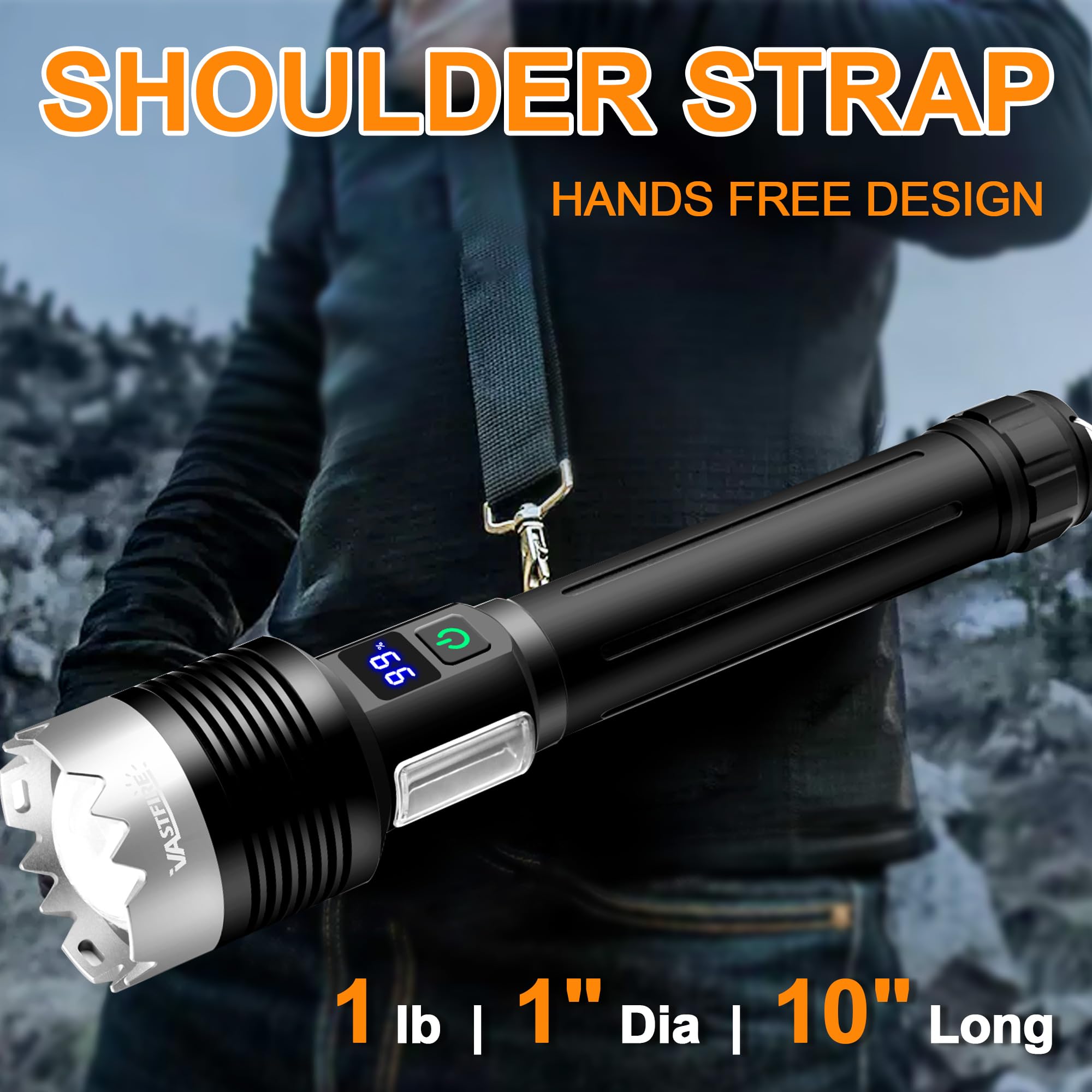 Brightest Handheld Spotlight FORTO Rechargeable Spotlight With 2000