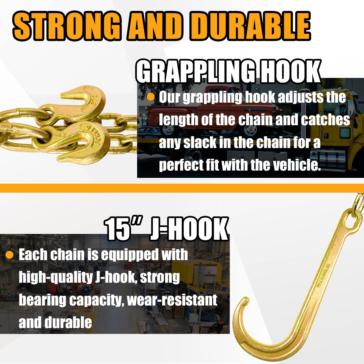 Snapklik.com : FITHOIST Grade 80 Chain V-Bridle 5/16In X 2Ft Towing ...