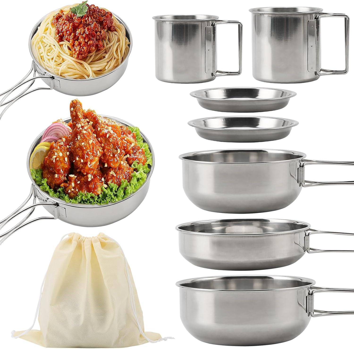 Camping Cookware Set for 2-3 People Stainless Steel Camping Cooking Set ...