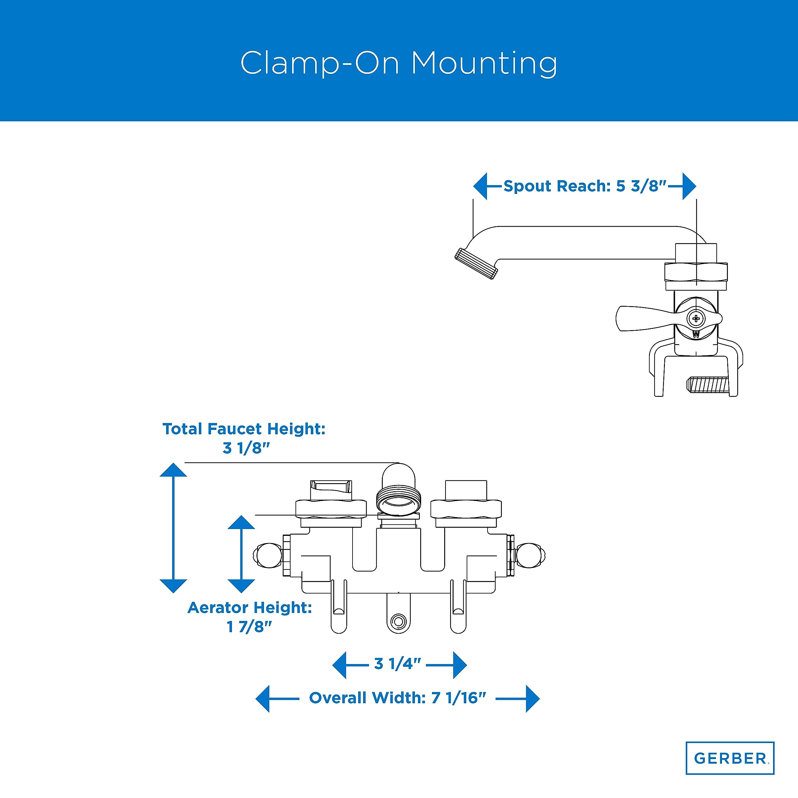 Snapklik.com : Gerber Classics Two Handle Laundry Faucet, Clamp On Mounting