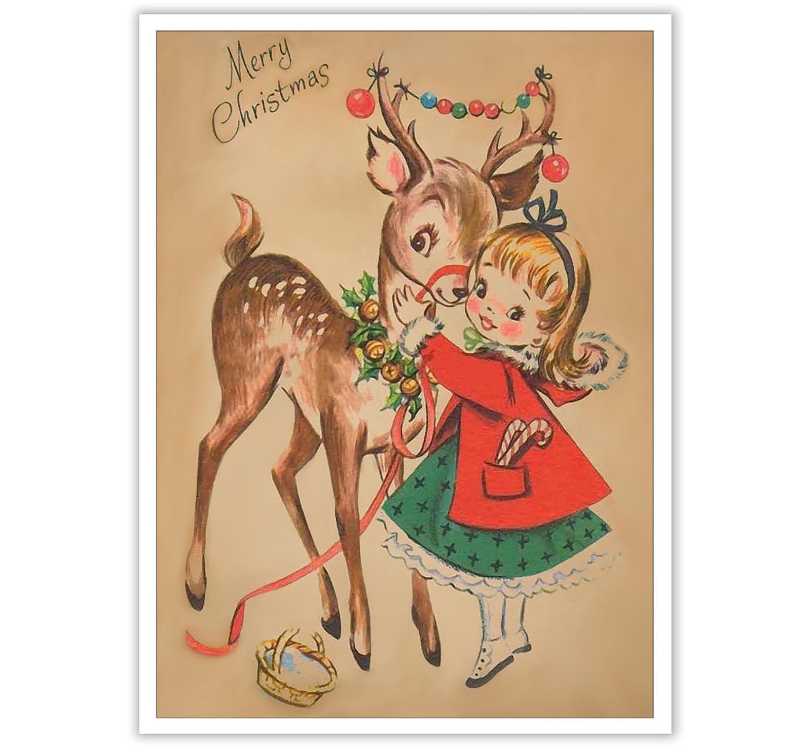 Huabsad Vintage Christmas Wall Art Retro Gifts for Kids Cute Girls ...