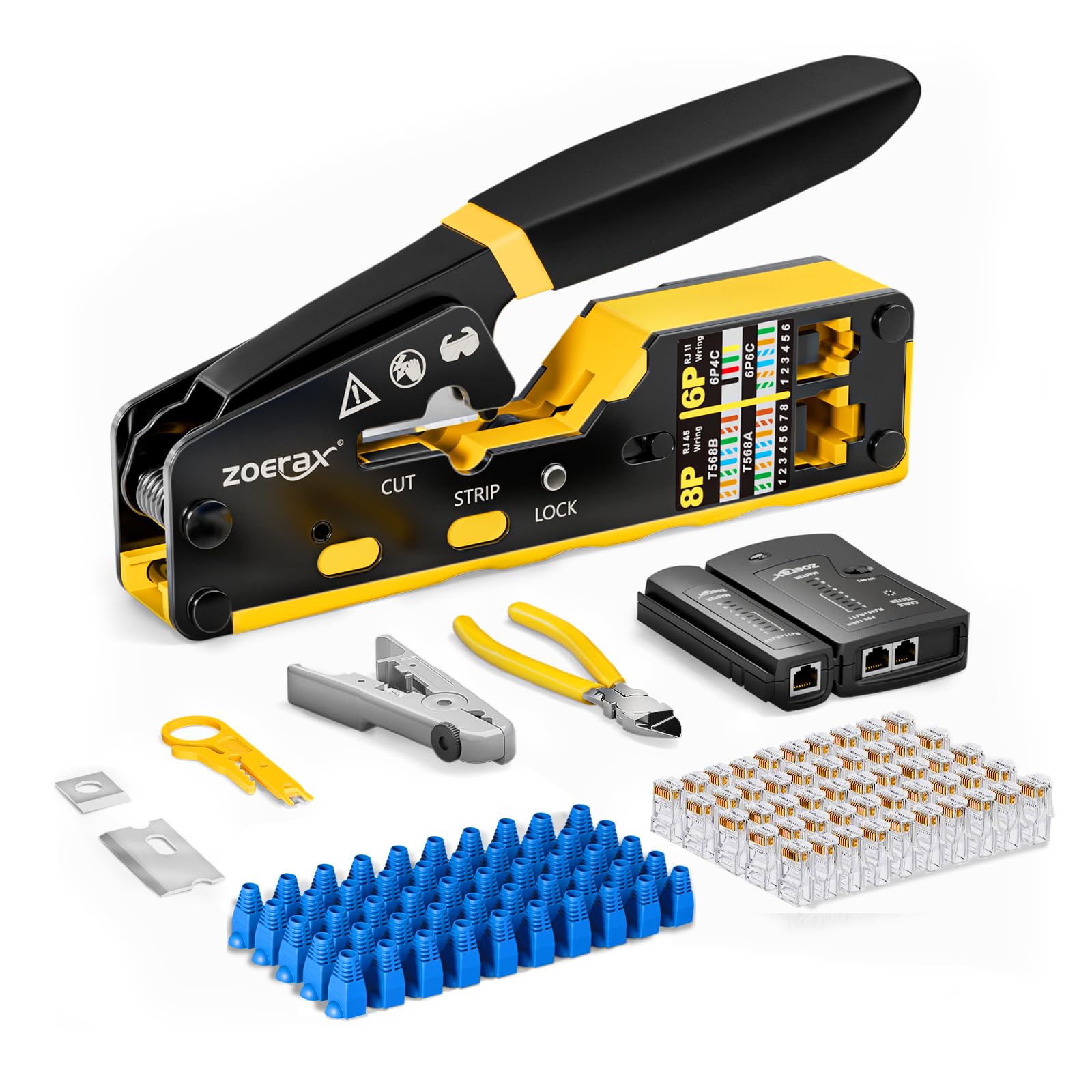 ZoeRax Ethernet Crimping Tool Kit RJ45 Crimp Tools,CAT5 Cat5e Cat6 RJ45 ...