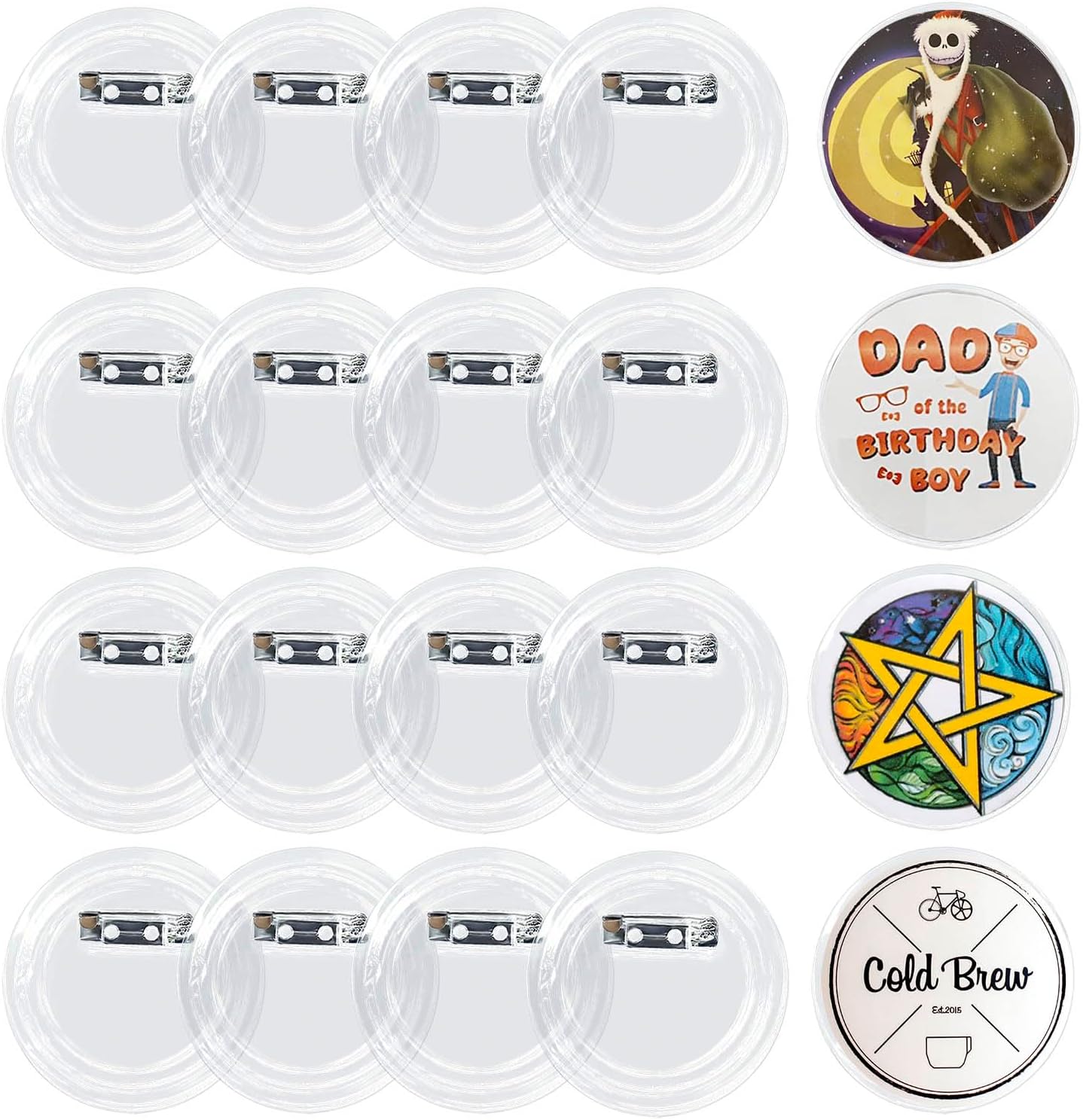 Amazon.com: BUYGO 25Pcs 3 Inch Button Badges with Pin, Clear Button ...