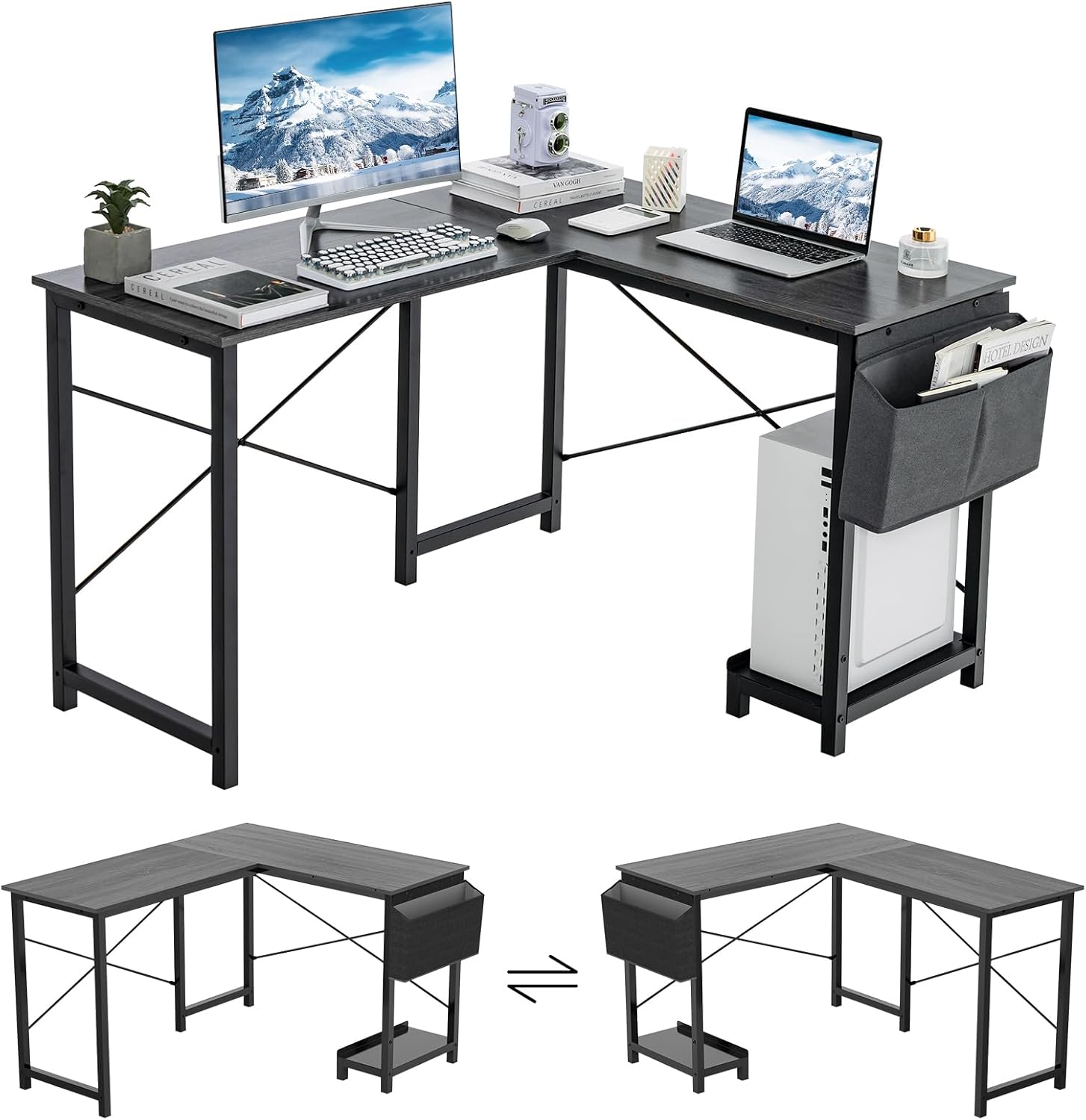 Amazon.com: Giantex L-Shaped Computer Desk, Reversible Home Office Desk ...
