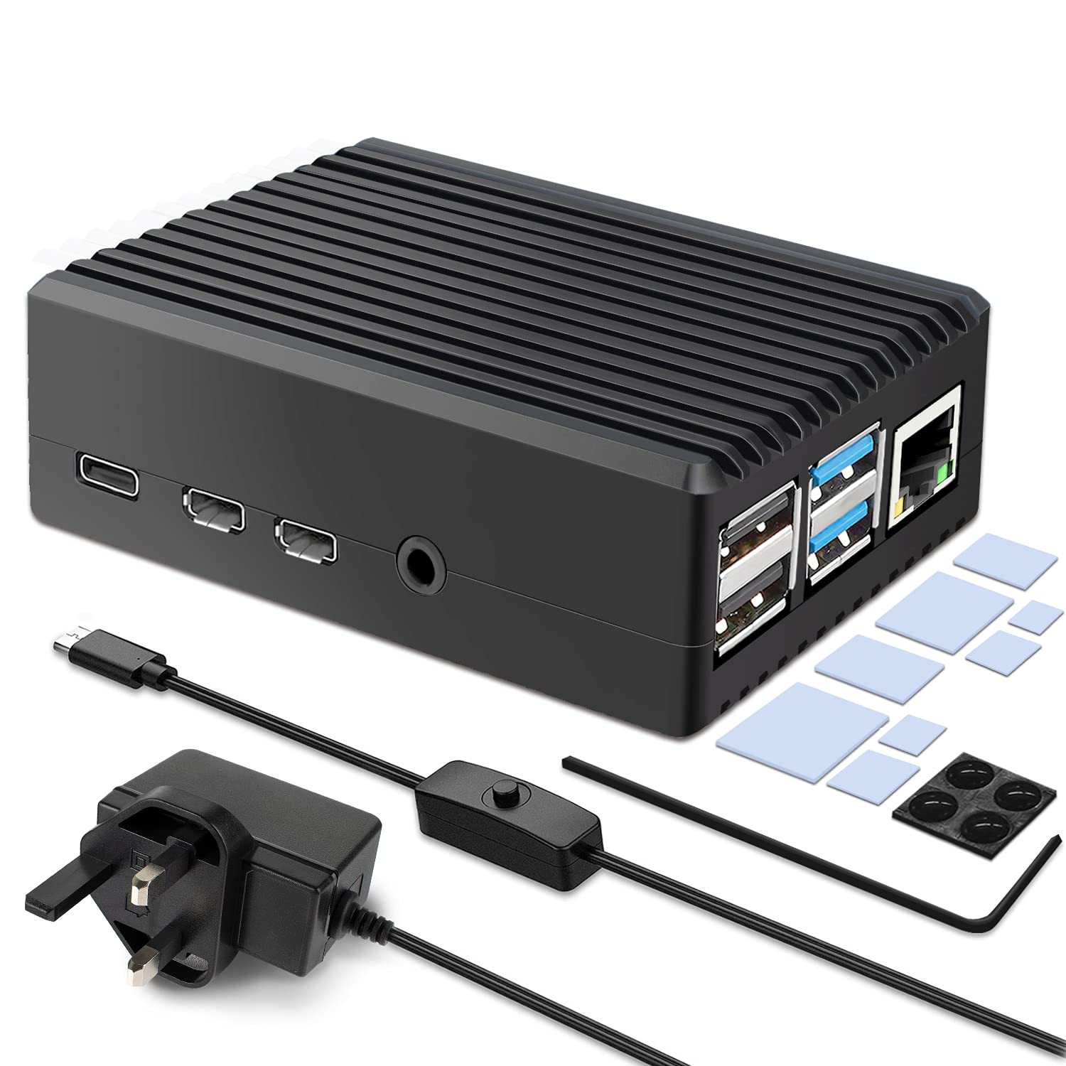 Buy Miuzei Case for Raspberry Pi 4 Aluminium with Power Supply, Case ...