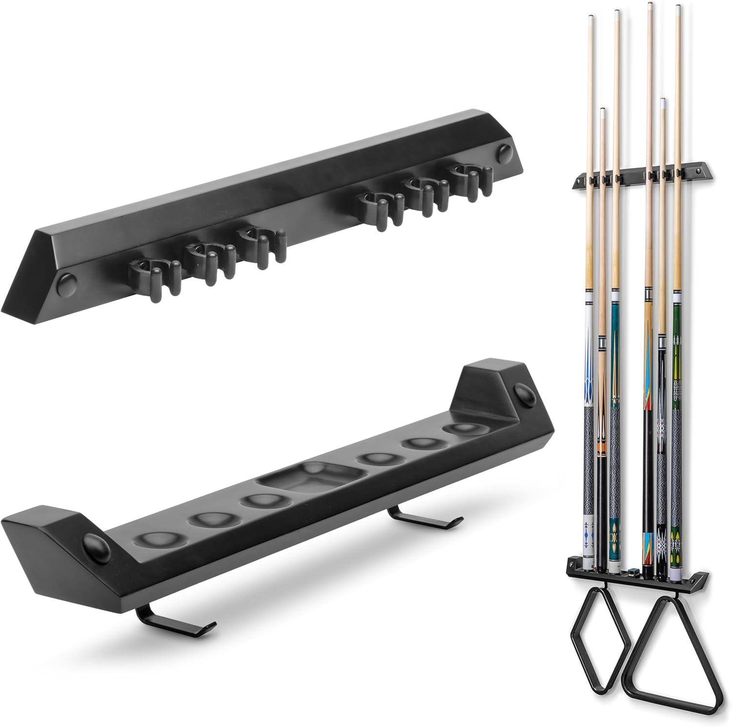 Amazon.com : GoSports Wall Mounted Pool Cue Stick Holder - Holds 6 Cues ...