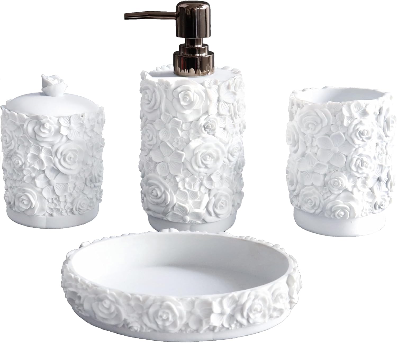 Amazon.com: Hymmah Bathroom Accessories Set,Rose Design Bathroom Set ...