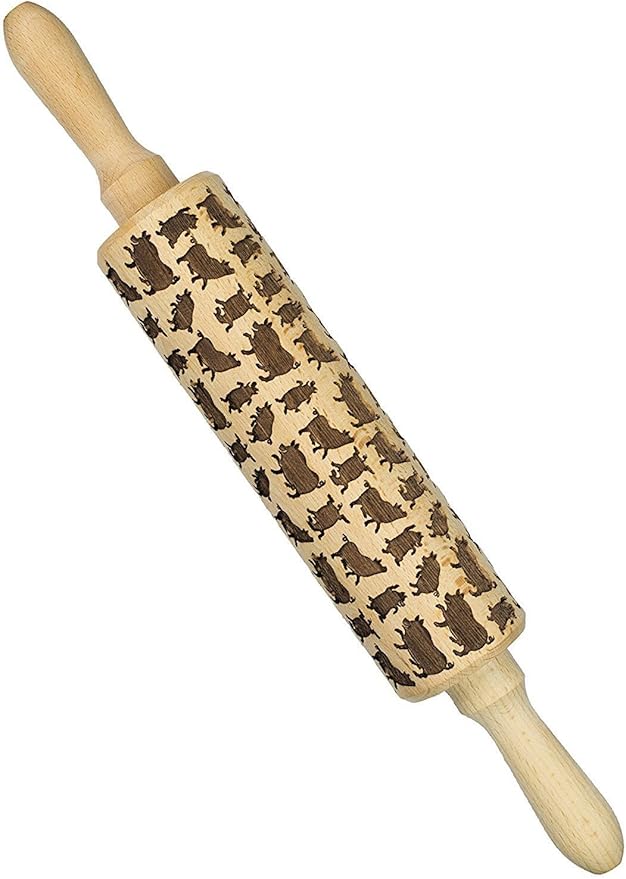 Amazon.com: WElinks Pig Rolling Pin, Wooden Laser Engraved Rolling Pin ...