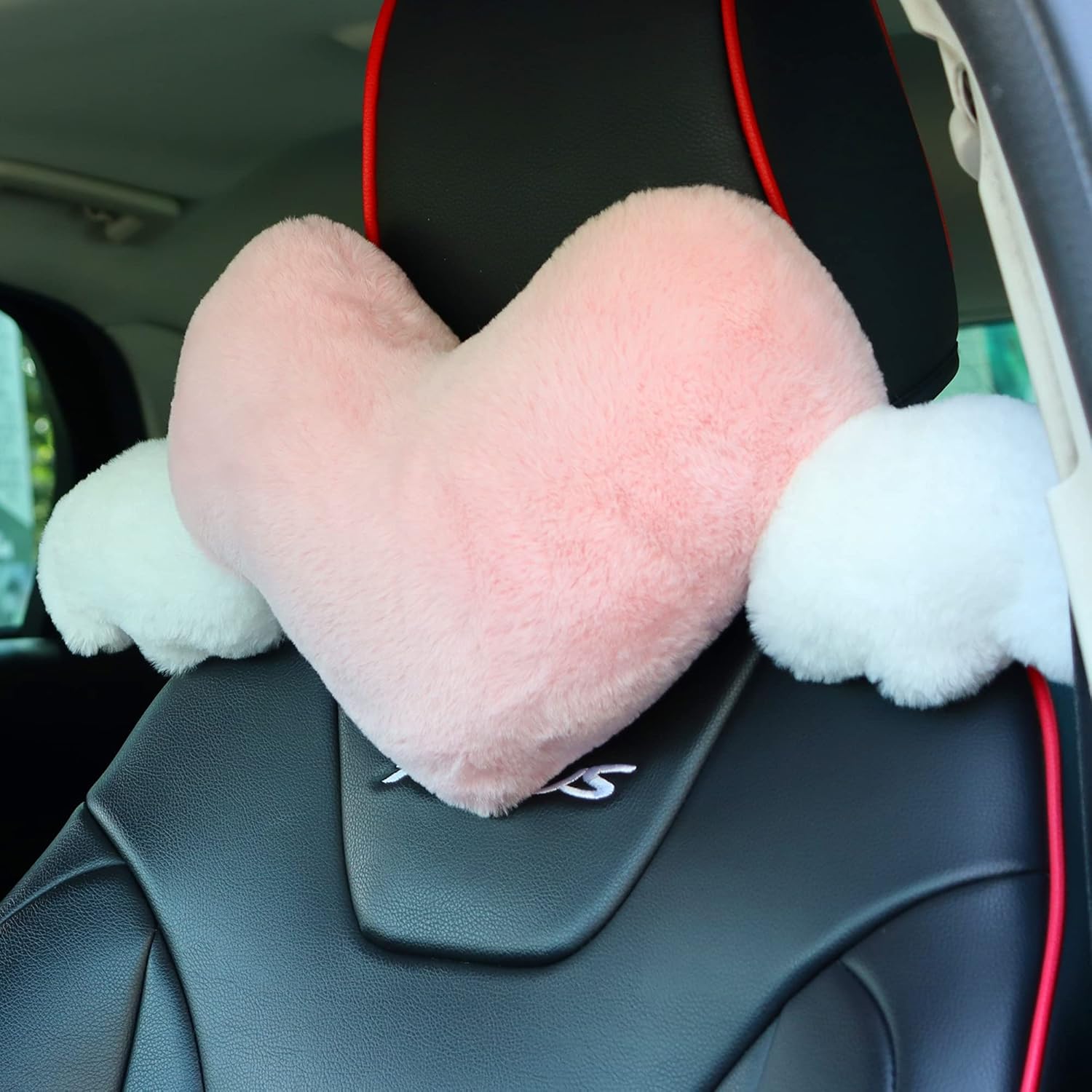 Amazon.com: 2 Pack Heart Shaped Cute Car Headrest Pillow with Angel ...