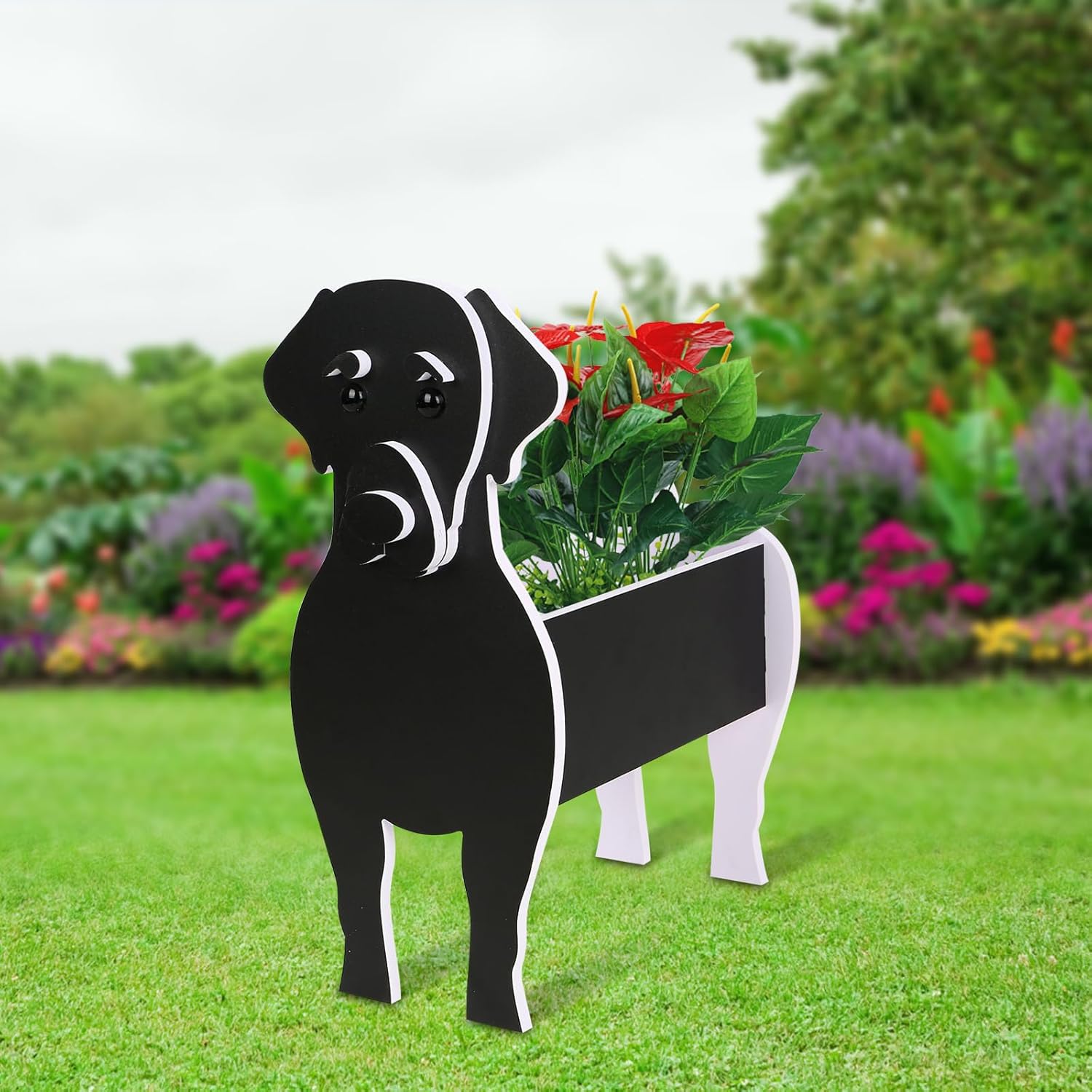 OUGPIU Cute Dog Planter Plant,PVC Animal Plant Pots Outdoor Indoor ...