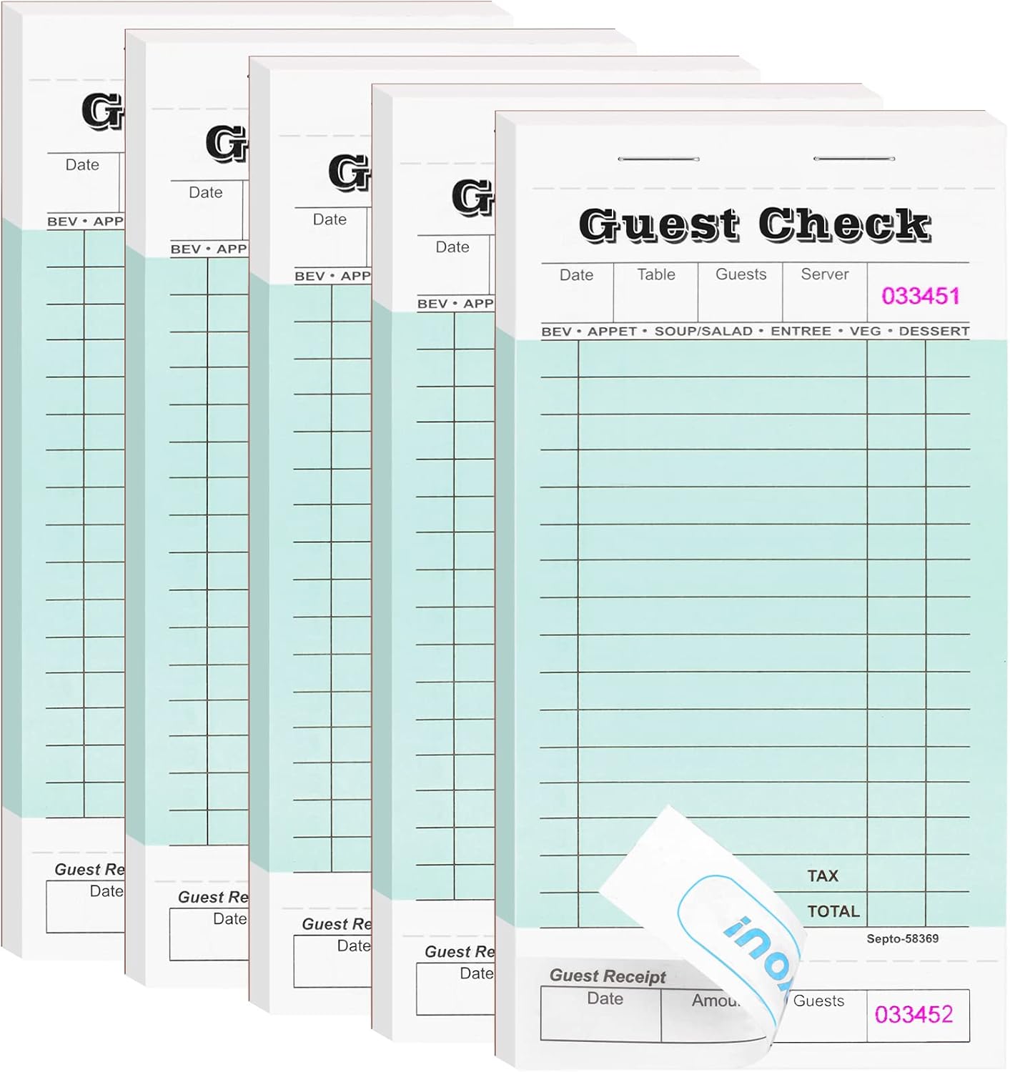 Amazon.com: 5 Pack Server Note Pads, Guest Check Books for Servers ...