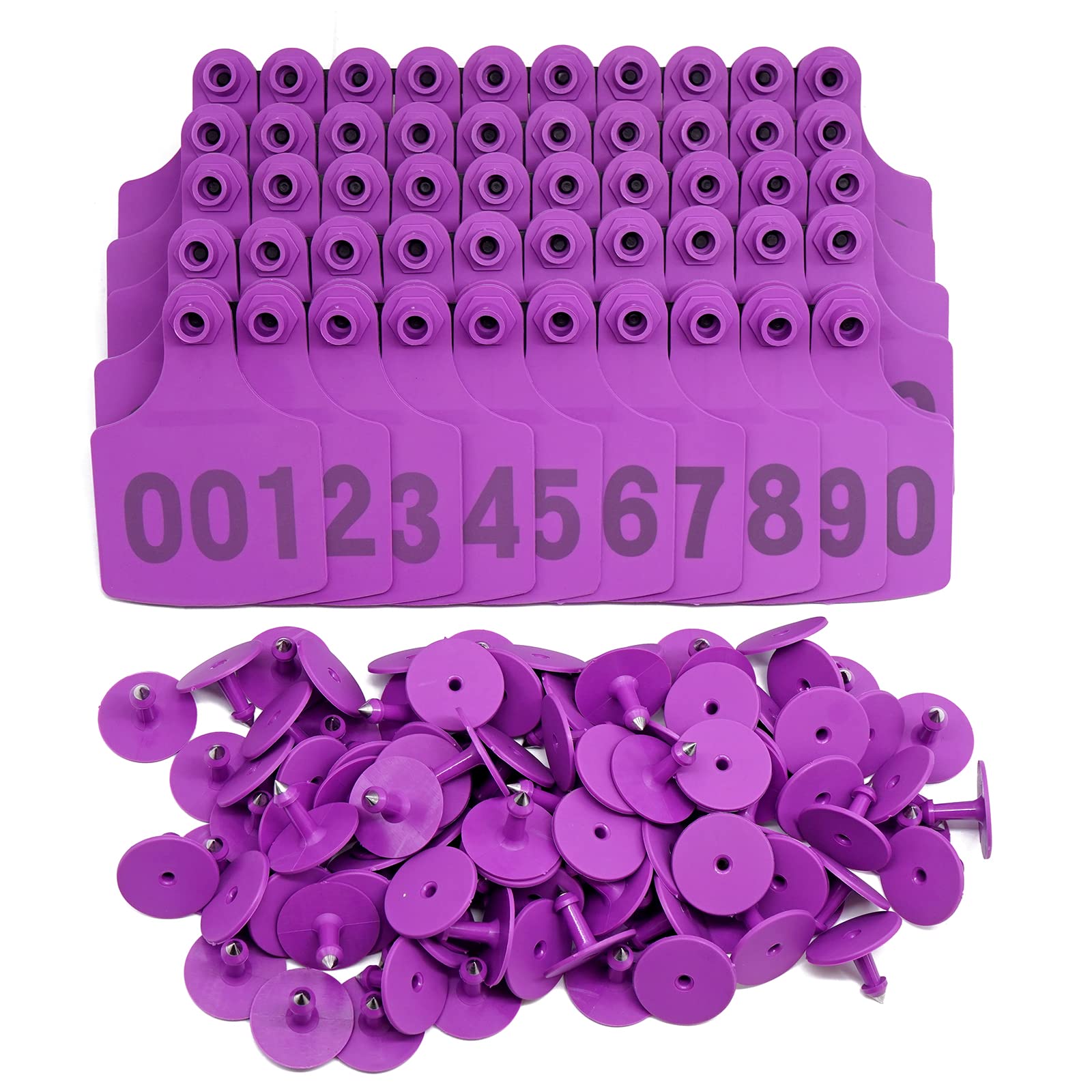 Snapklik.com : 100 Sets Numbered Cattle Ear Tags Purple Cow Tags ...