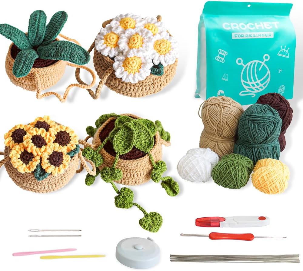 8Pcs Crochet Kit for Beginners,Ergonomic Adorable Animal Crochet ...