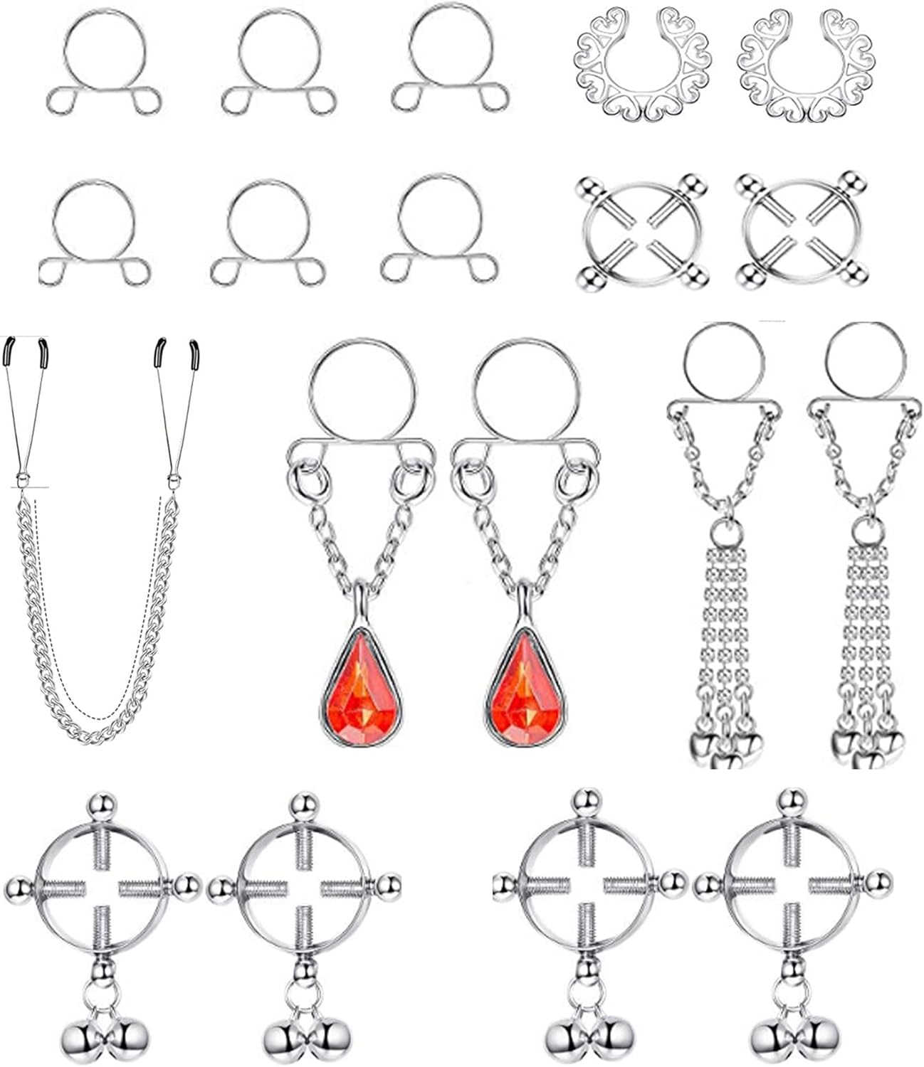 Amazon.com: Besteel 316L Stainless Steel Fake Nipple Rings for Women ...