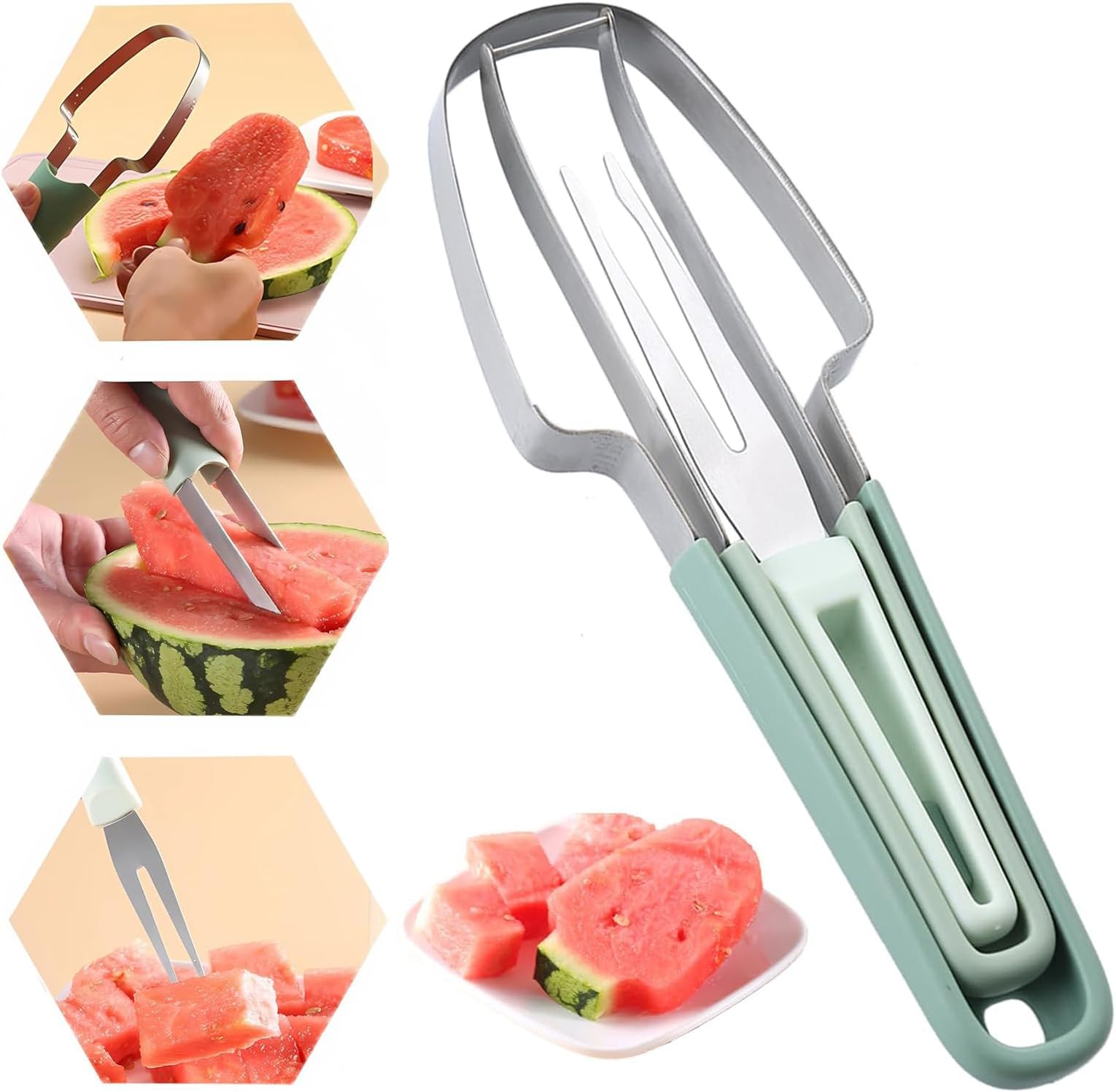 Amazon.com: Watermelon Cutter with 5pcs Fruit Forks, Stainless Steel ...