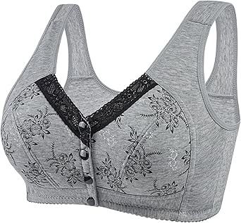 Front Snap Bras for Senior Women Soft Wireless Bras Front Snap Closure ...